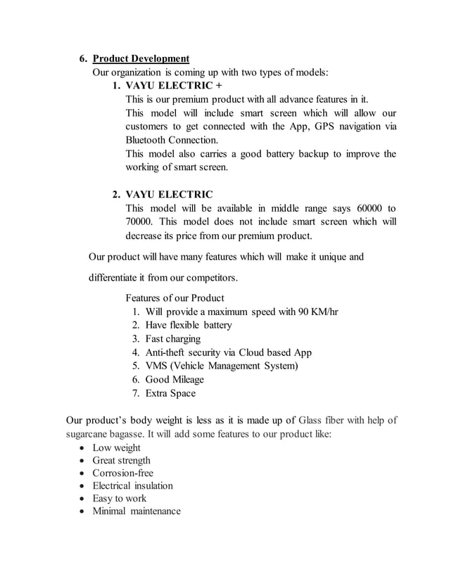 Prepare Product development plan. | DOCX