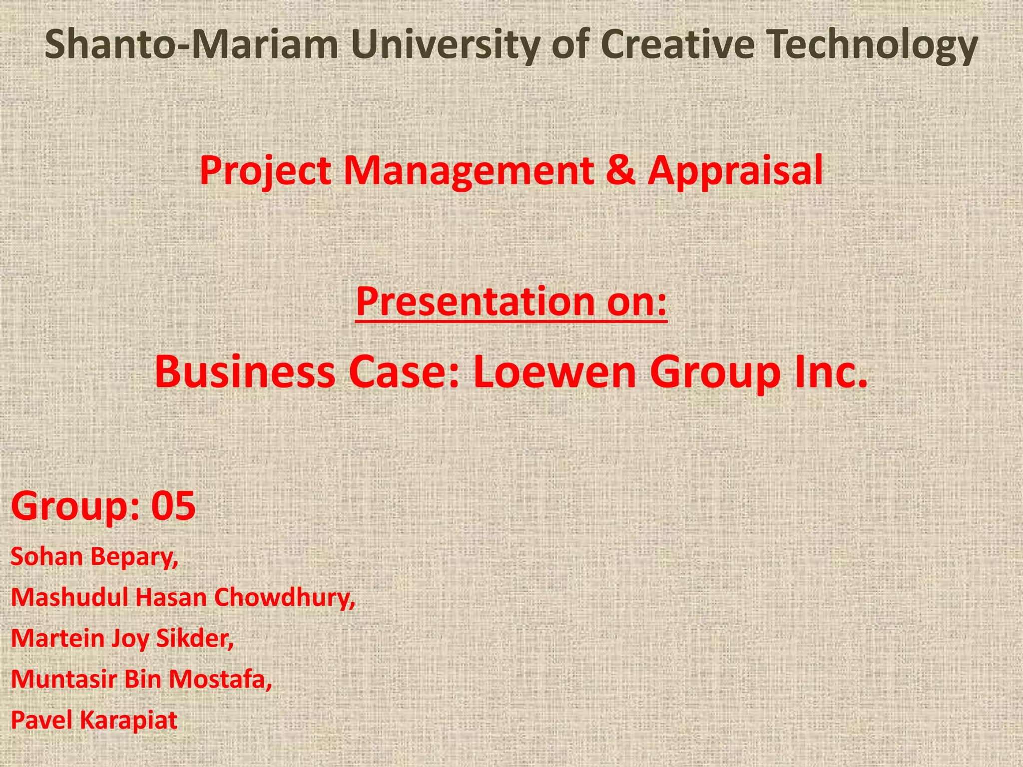 Business case study of loewen group inc. | PPTX