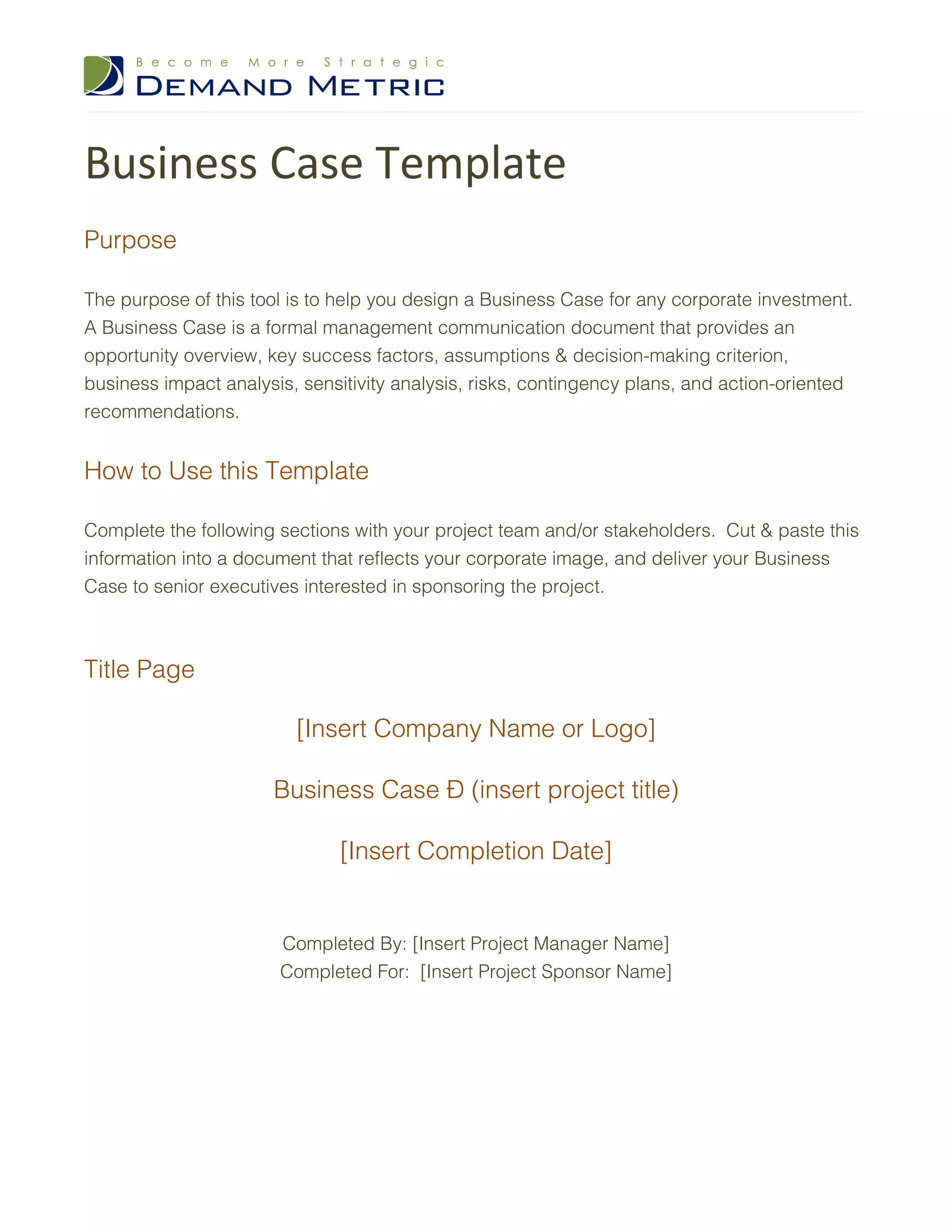 Business Case Template | DOC