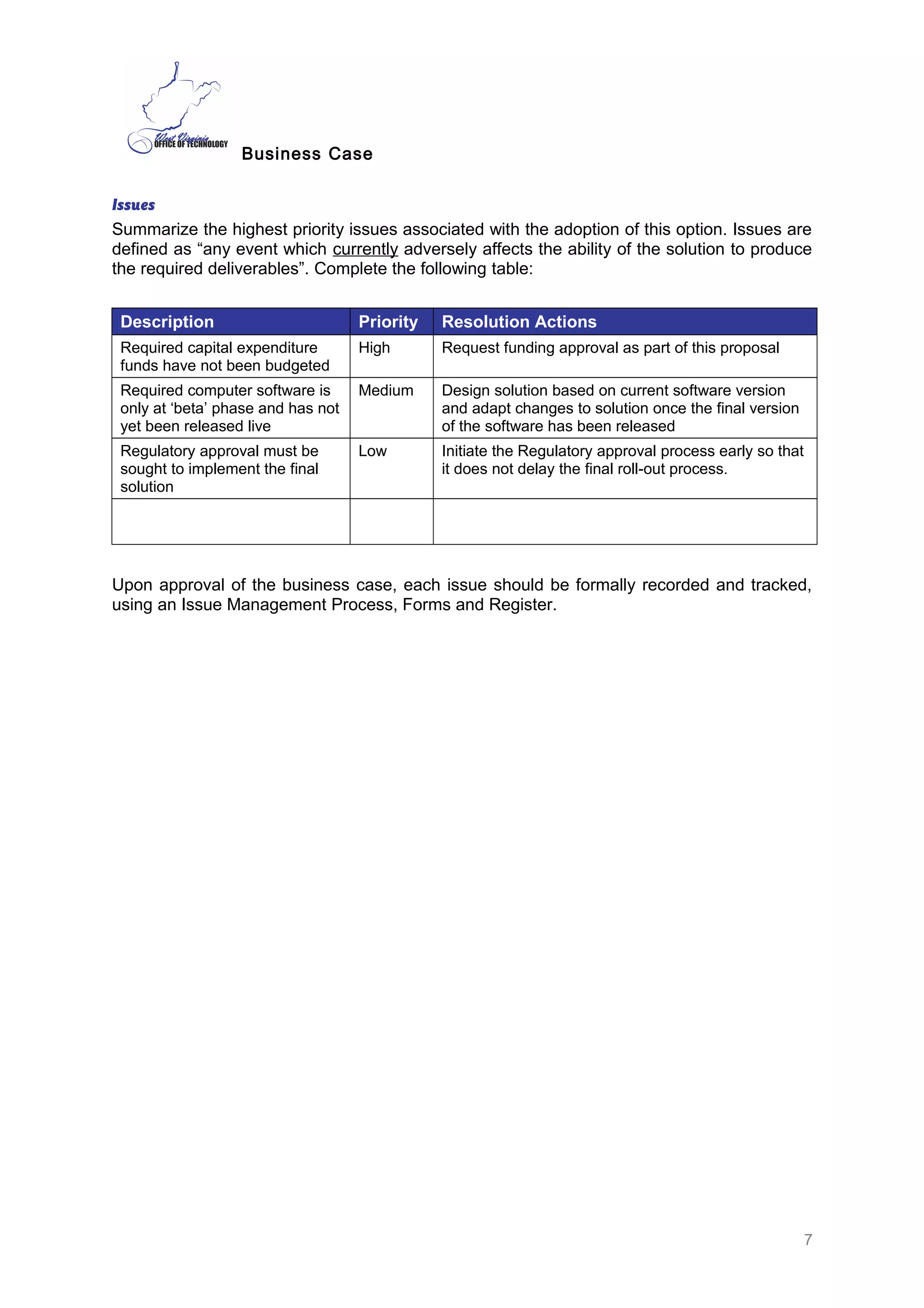Business case template | DOC
