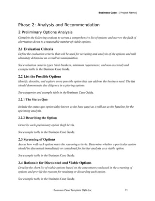 Business case template for project | RTF | Desktop Publishing ...