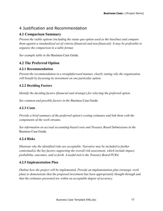 Business case template for project | RTF
