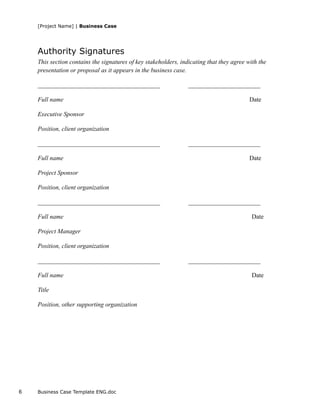 Business case template for project | RTF | Desktop Publishing ...
