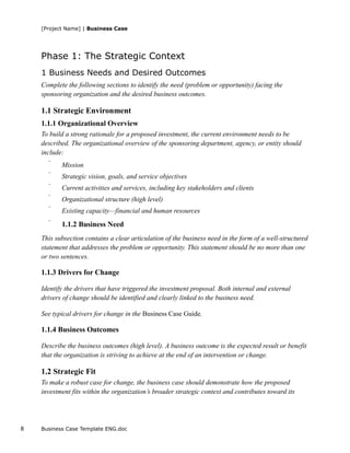 Business case template for project | RTF | Desktop Publishing ...