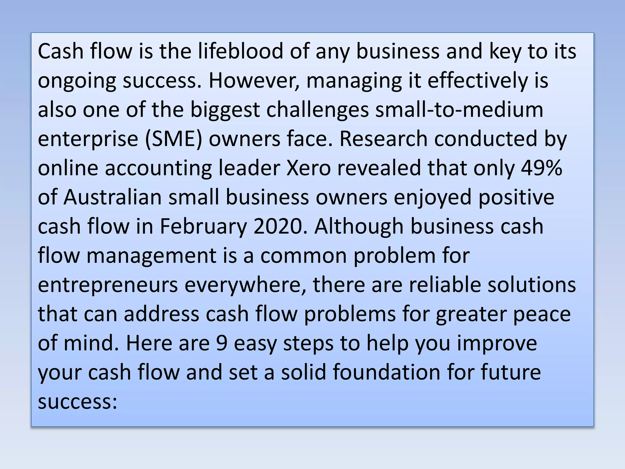 Business Cash Flow Management in 9 Easy Steps | PPTX