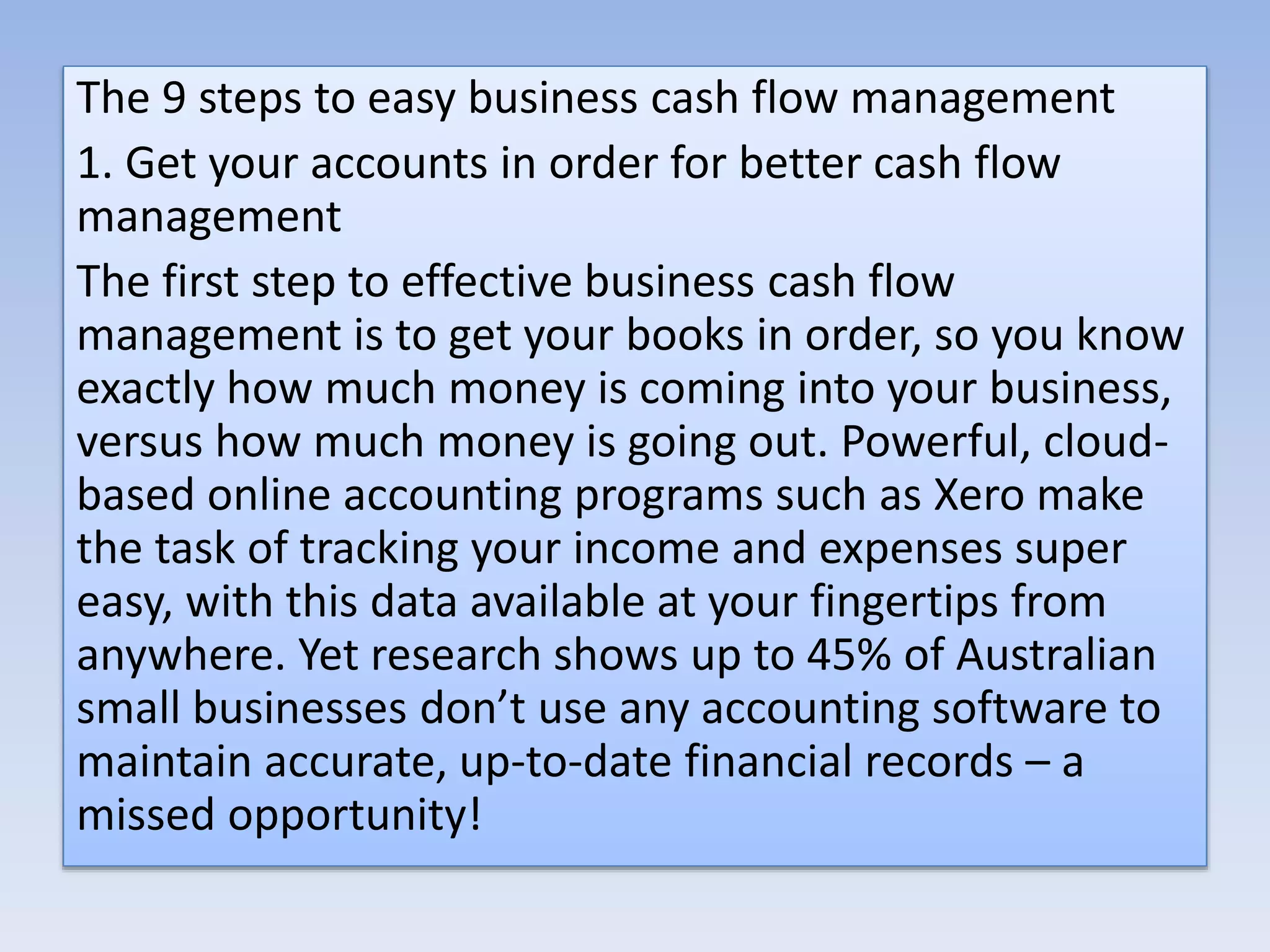 Business Cash Flow Management in 9 Easy Steps | PPTX