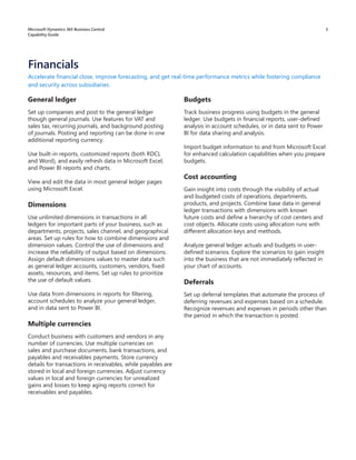 Microsoft Dynamics 365 Business Central Capability Guide | PDF