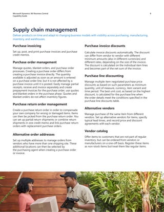 Microsoft Dynamics 365 Business Central Capability Guide | PDF
