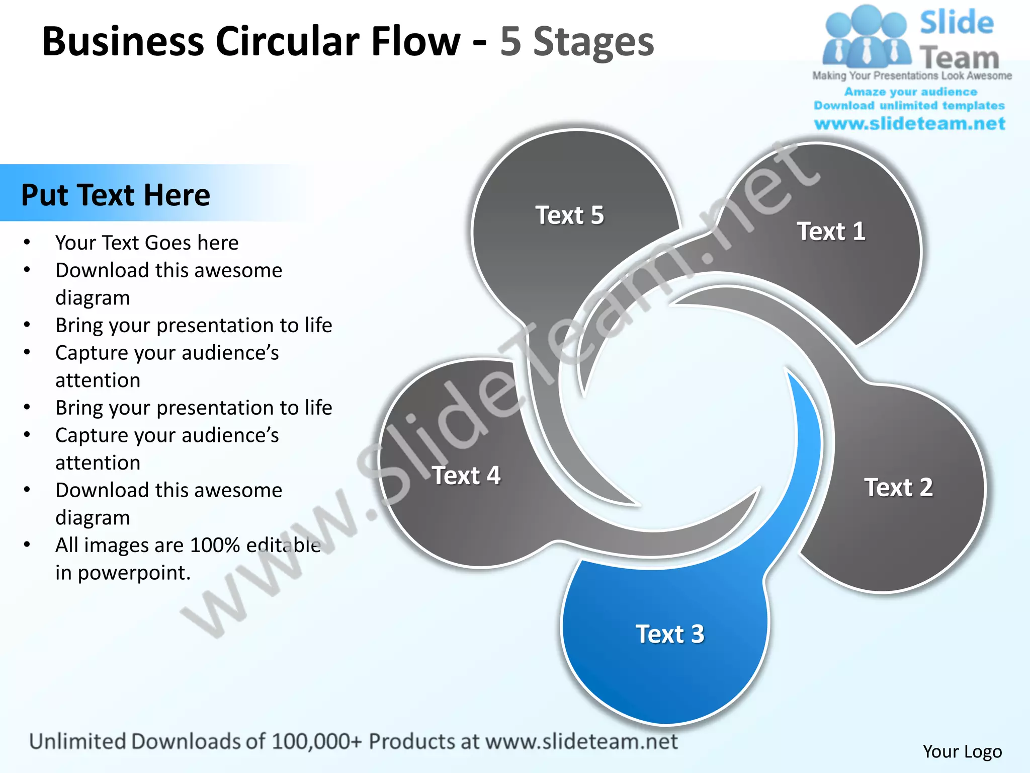 Business circular flow 5 stages powerpoint templates 0712 | PDF