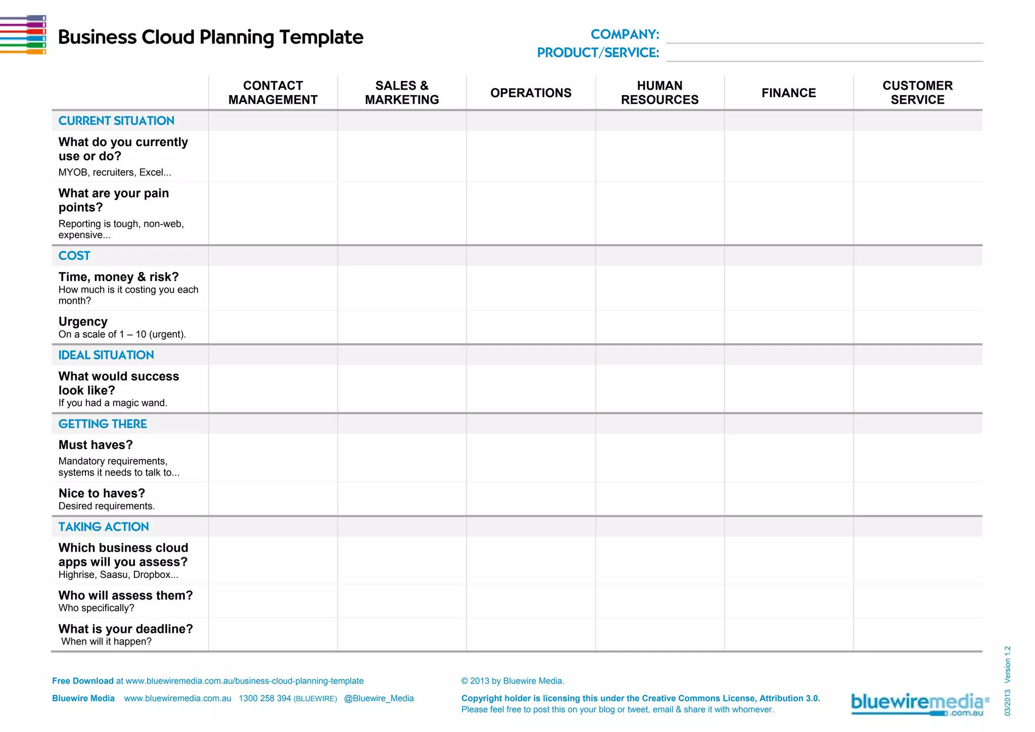 Business Cloud Planning Template | PDF