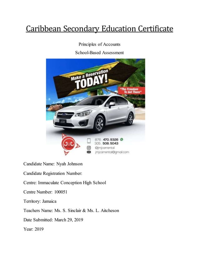 CSEC Business Cognate SBA (Principles of Business & Accounts) SAMPLE ...