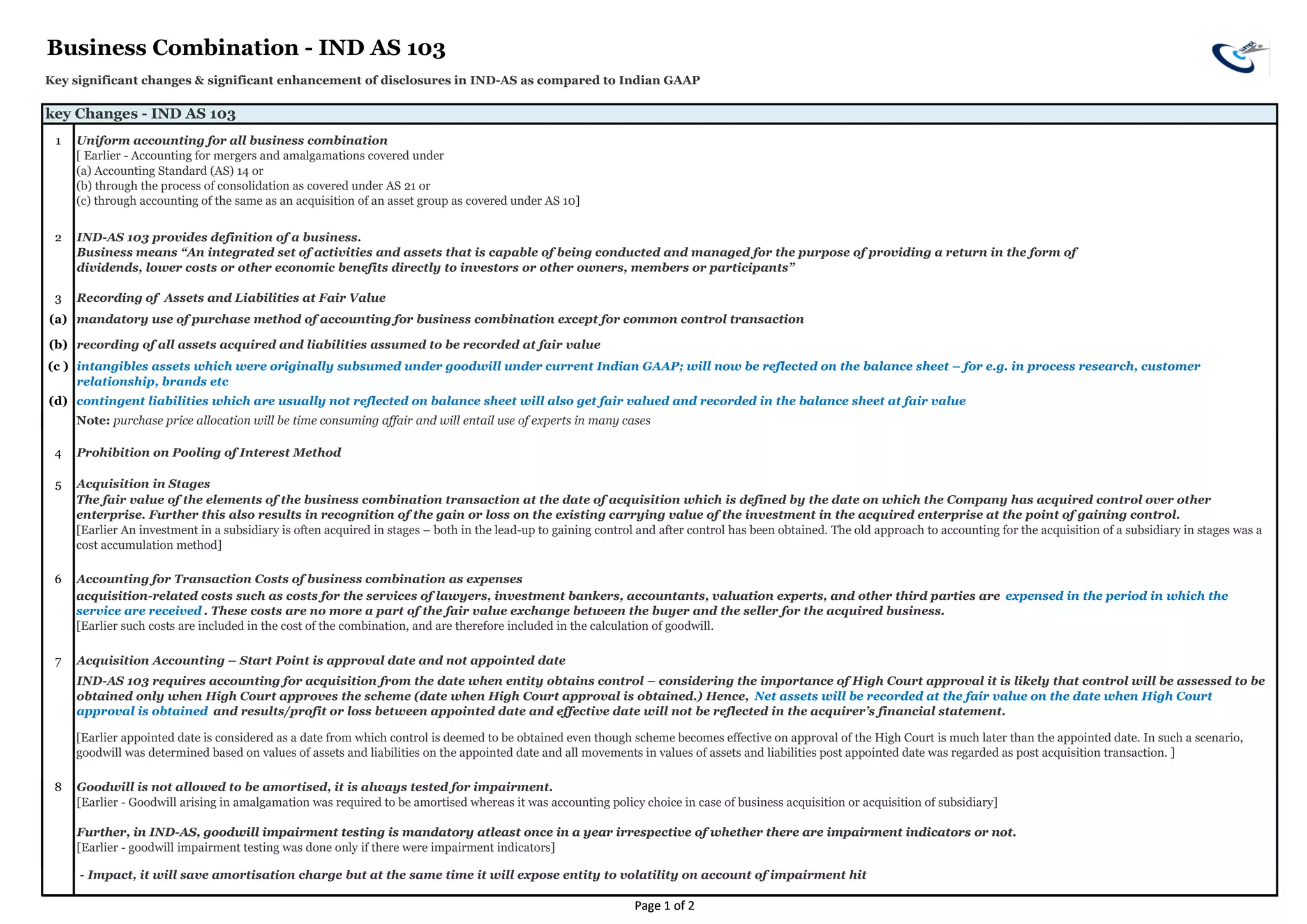 Business combination Ind AS 103 | PDF
