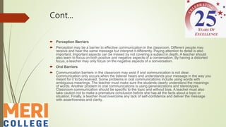 Barriers of Communication in Classroom | PPTX