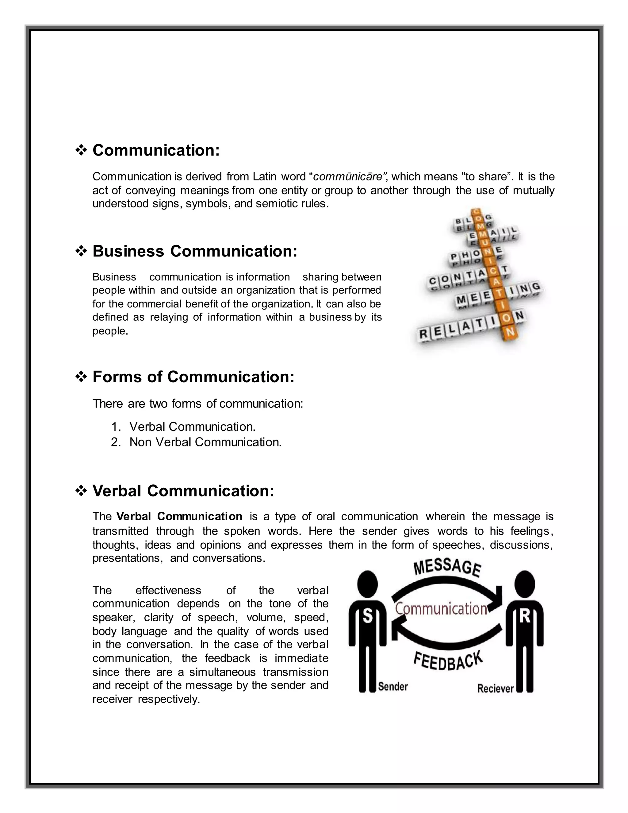 Verbal Communication and its significance | DOCX