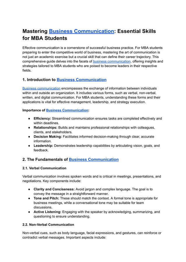 Business Communication Definition, Examples and Questions | PDF