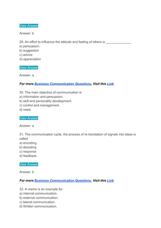 Business Communication Definition, Examples and Questions | PDF