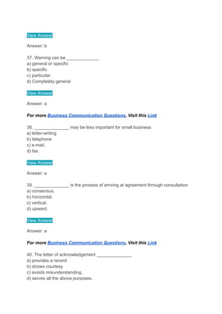 Business Communication Definition, Examples and Questions | PDF