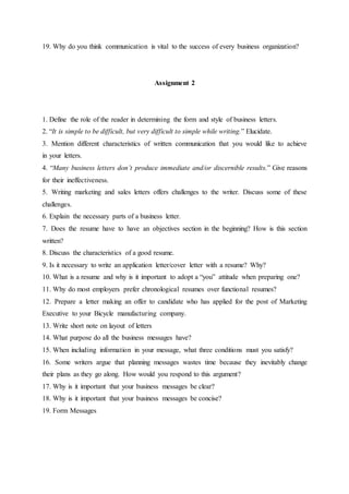 Business communication -Assignment - Kerala University | DOCX