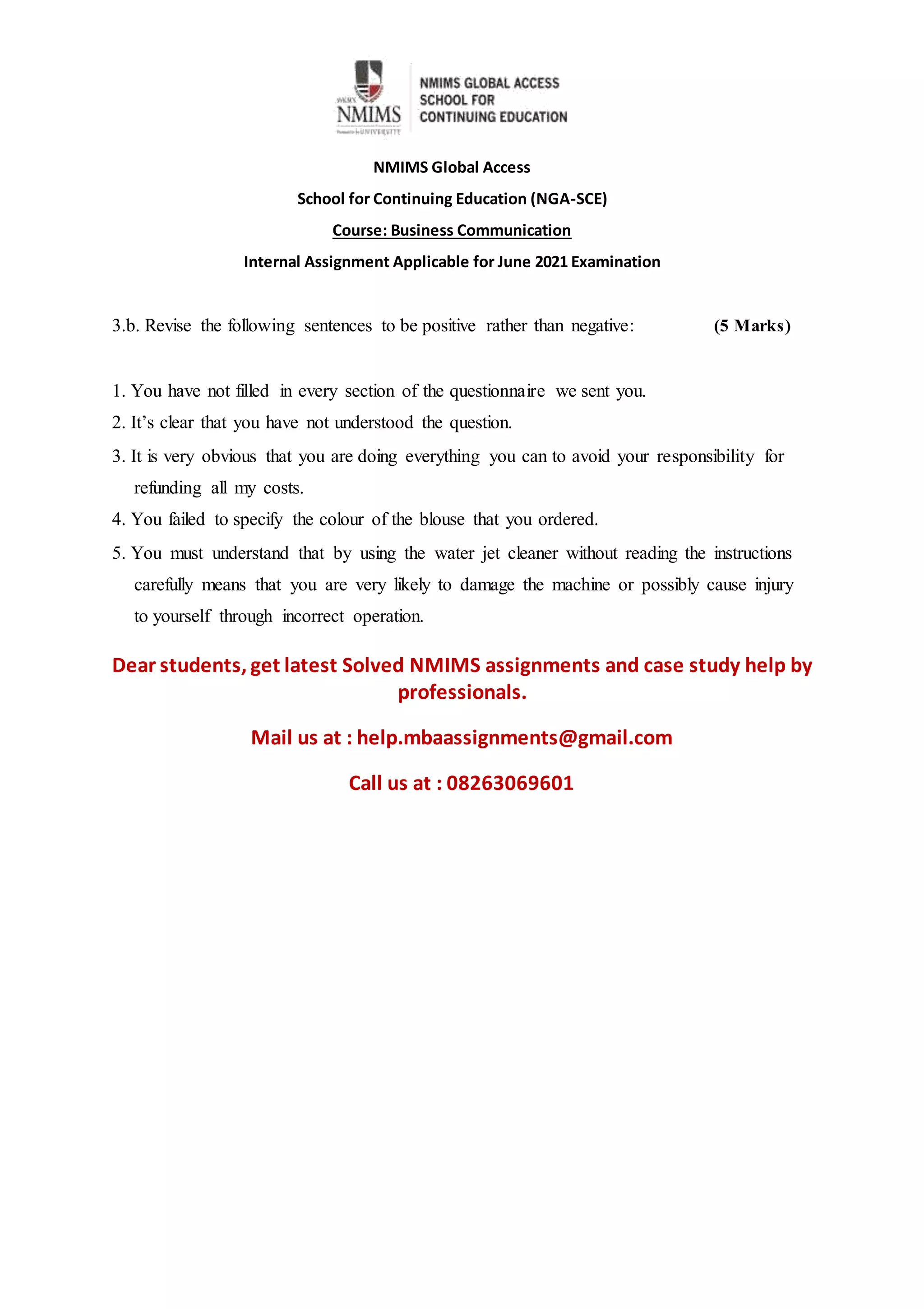 Business communication -_assignment_june_2021 solved assignments | PDF