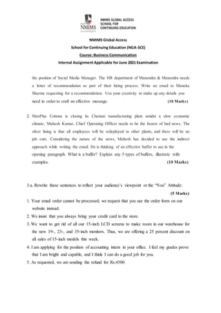 Business communication -_assignment_june_2021 solved assignments | PDF