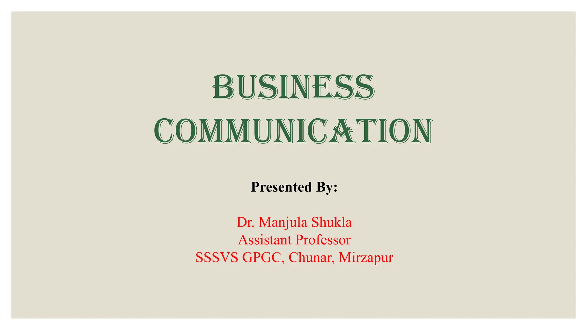 Business Communication for BCom Students | PPTX