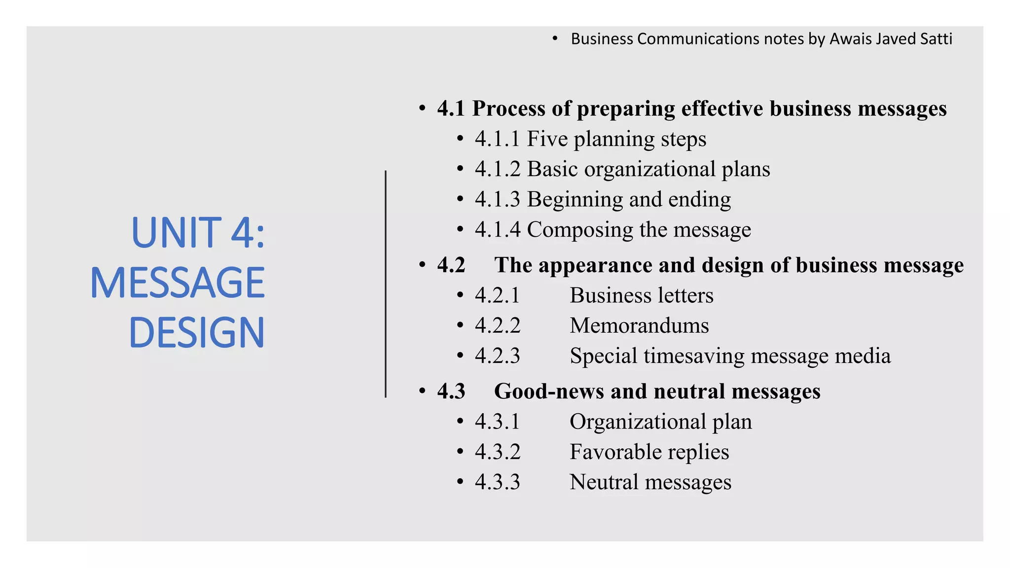 UNIT 4: MESSAGE DESIGN (BUSINESS COMMUNICATION) | PDF