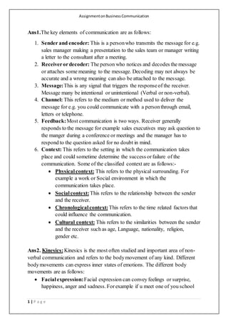 Business communication assignment | DOCX