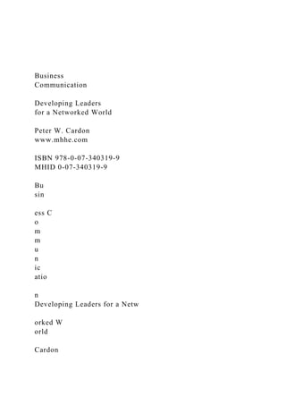Business CommunicationDeveloping Leaders for a Network.docx