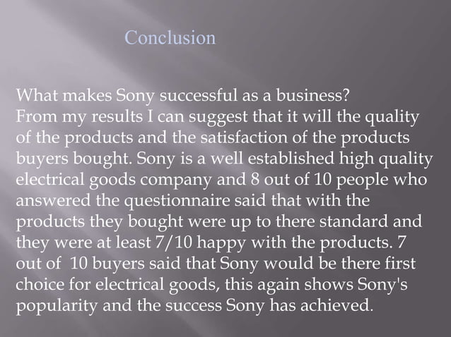 Presentation on SONY | PPTX | Consumer Electronics | Technology & Computing
