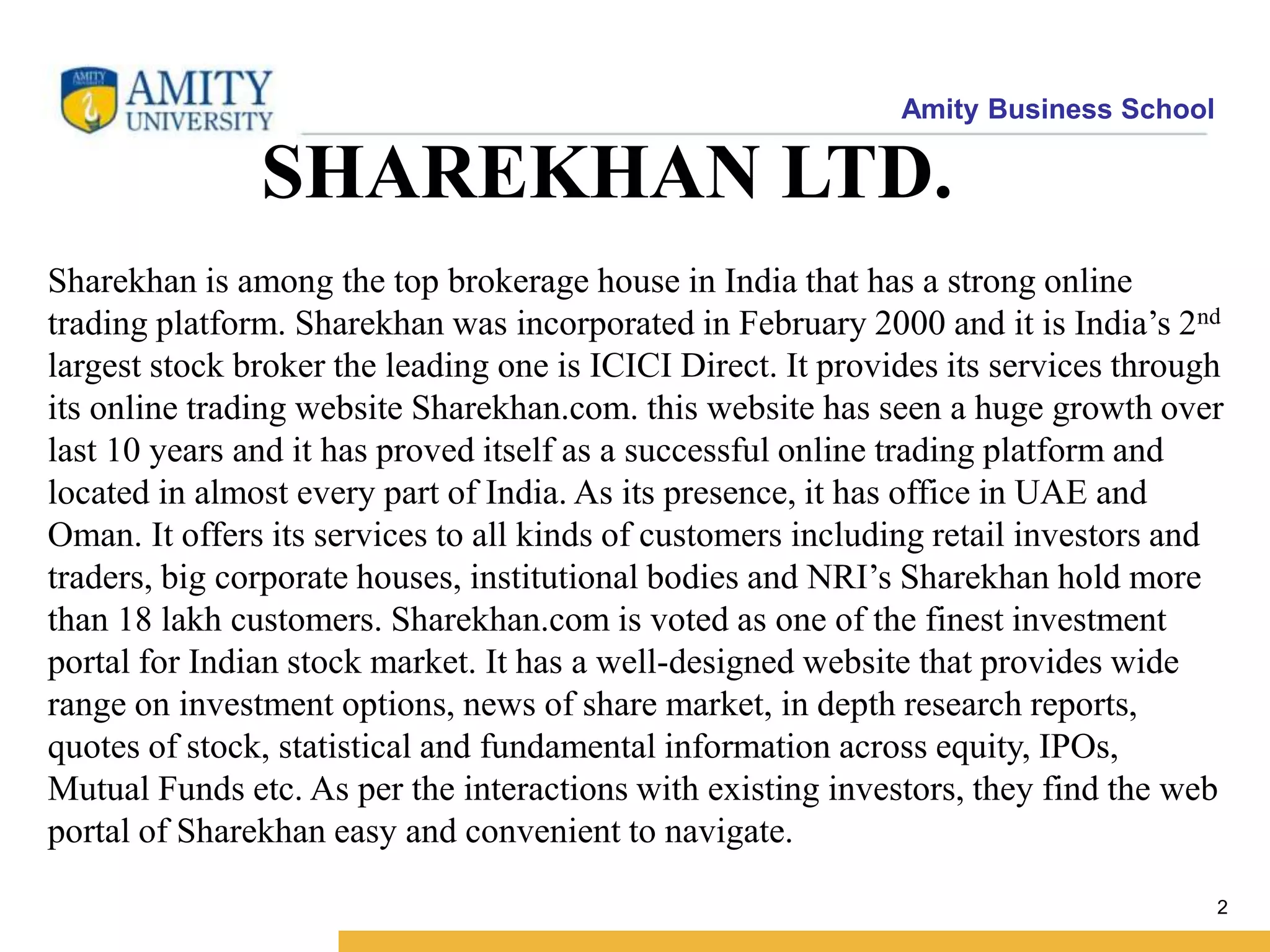 MARKETING STRATEGIES OF SHAREKHAN LTD. | PPTX