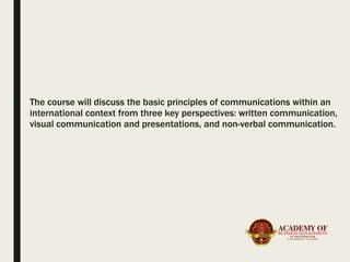 Business communications in switzerland in university | PPTX