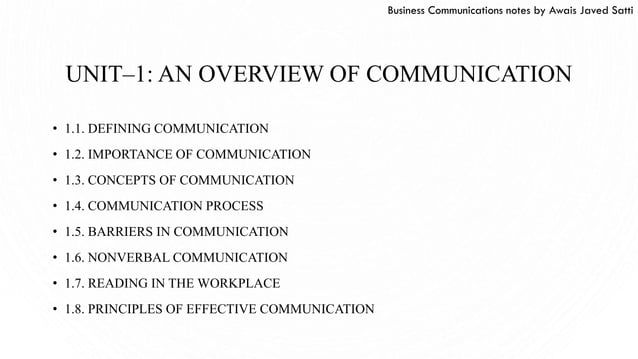 UNIT 1: AN OVERVIEW OF COMMUNICATION (Business Communication) | PPT ...