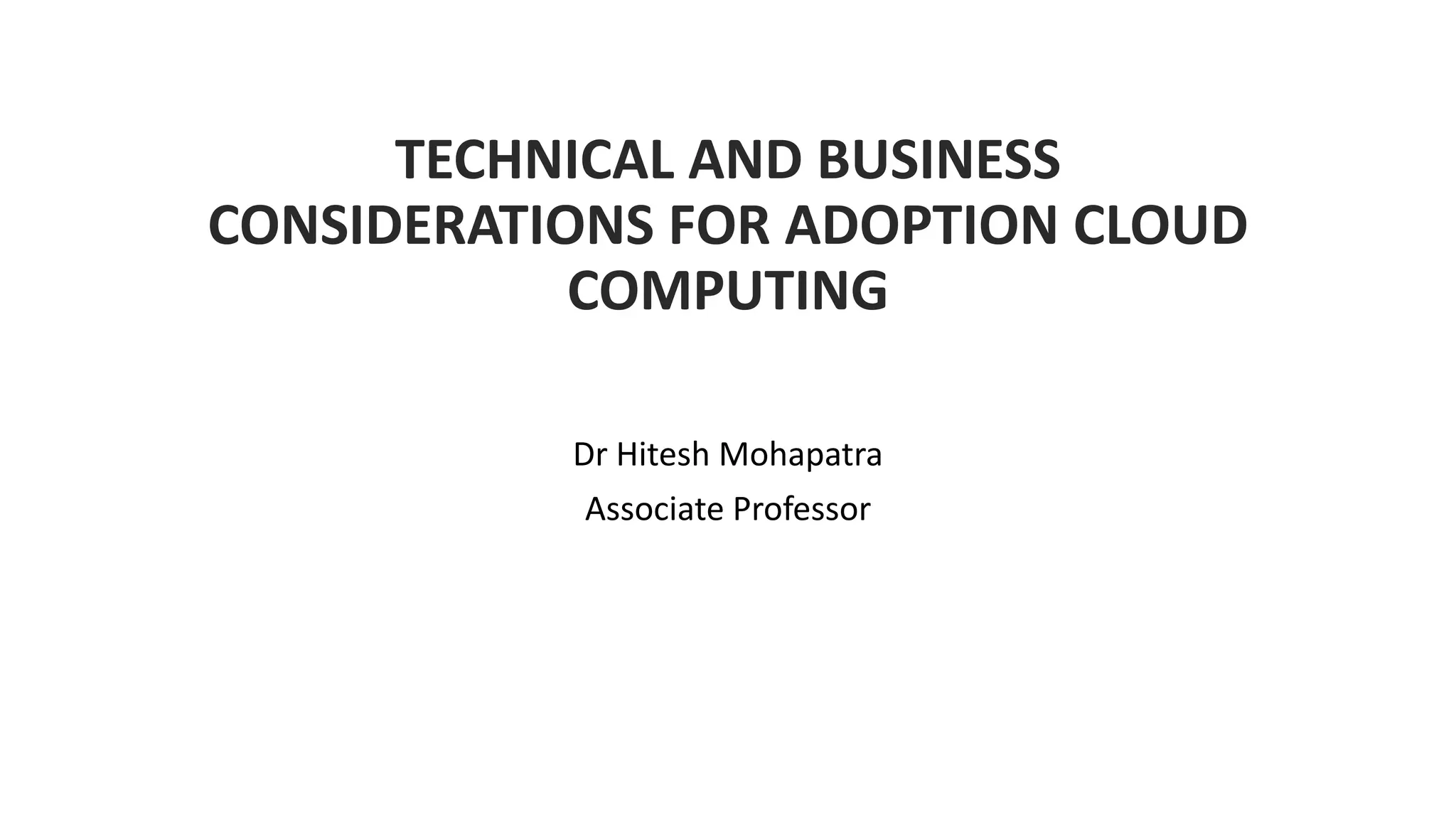 BUSINESS CONSIDERATIONS FOR CLOUD COMPUTING | PDF