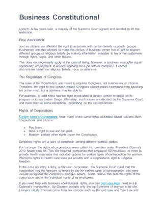 Business constitutional | DOCX | Business | Business and Finance