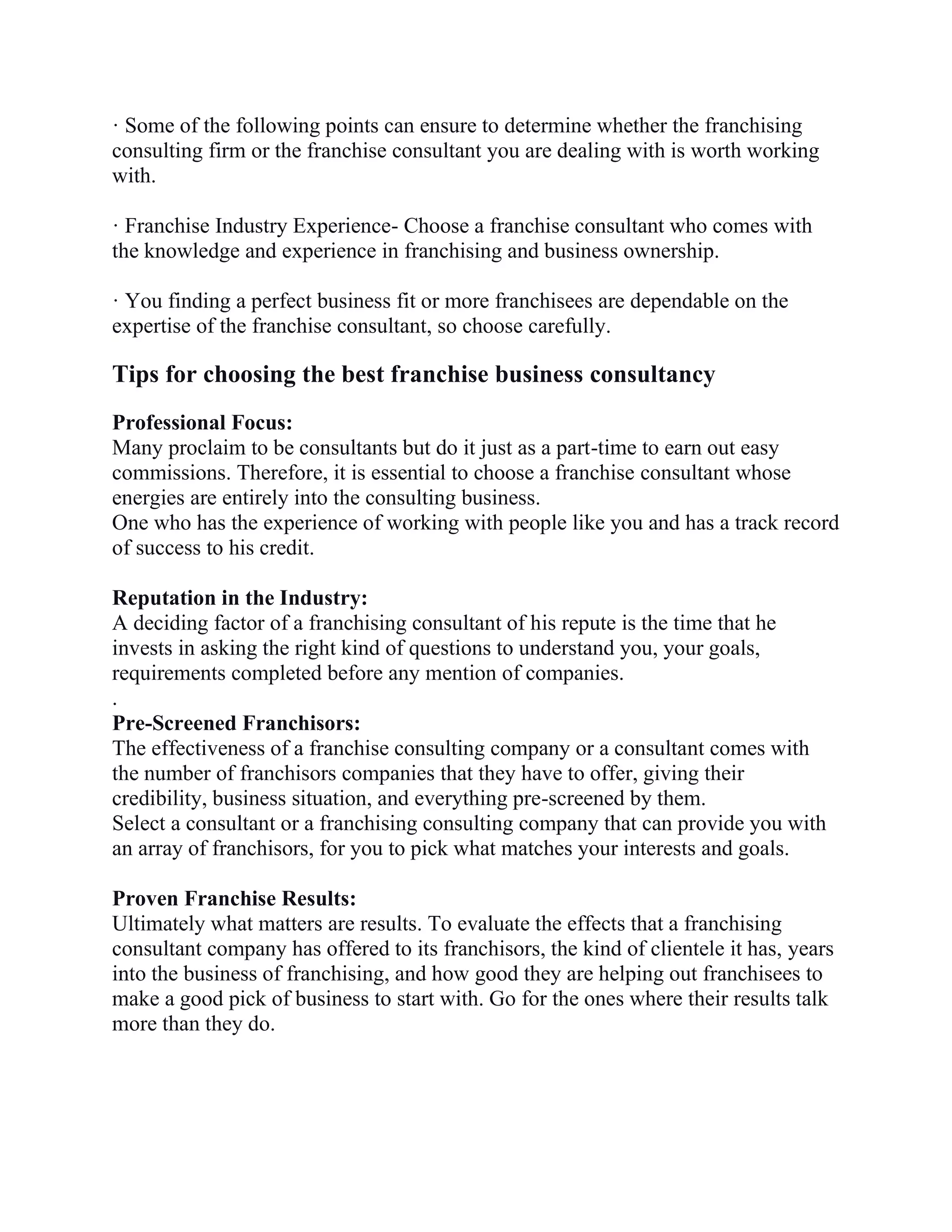 Business Consultancy Franchise | PDF