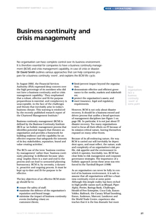 Business continuity and crisis management | PDF