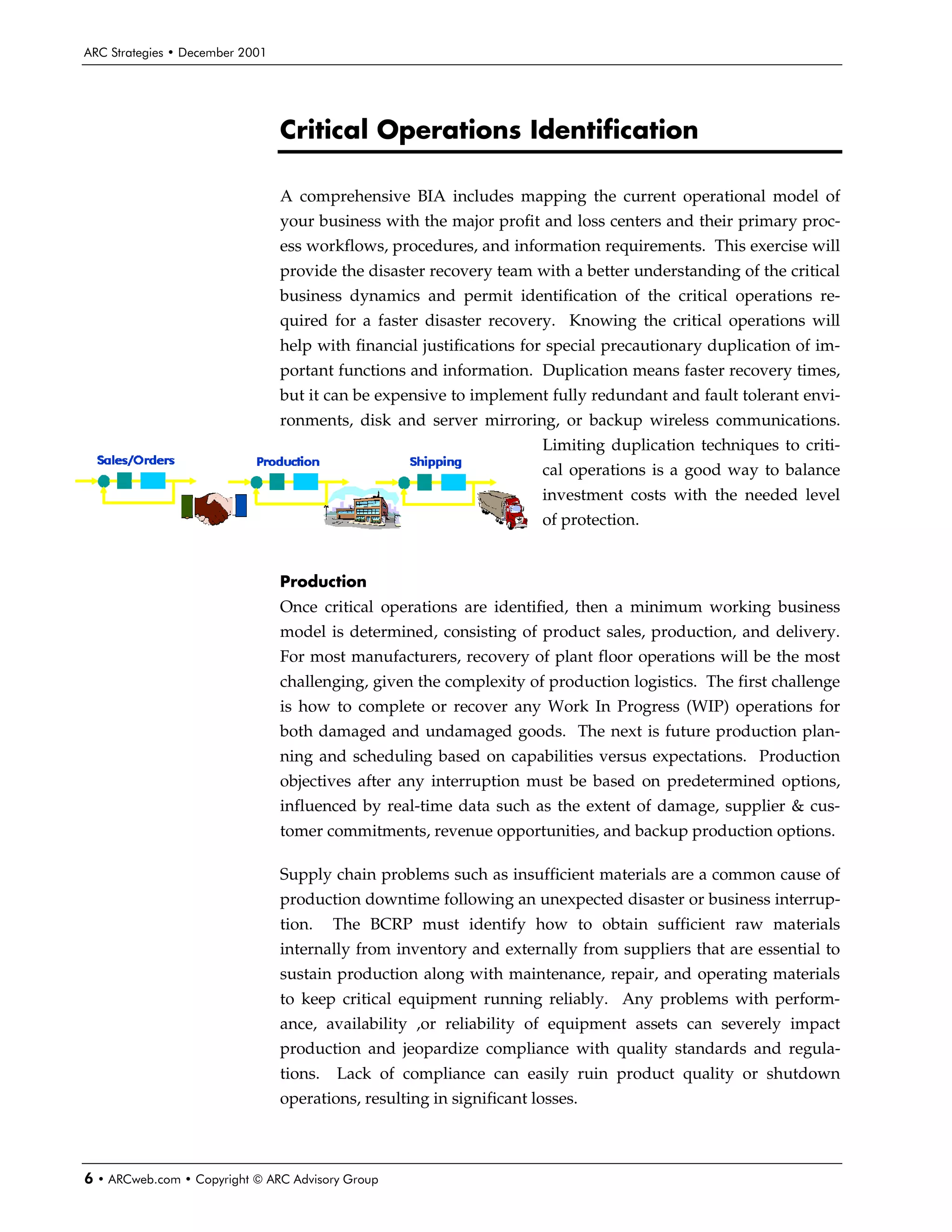 Business continuity and recovery planning for manufacturing | PDF