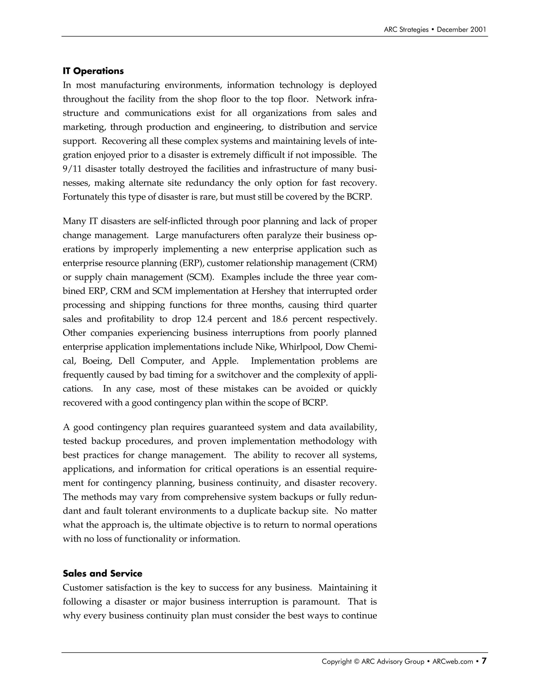 Business continuity and recovery planning for manufacturing | PDF