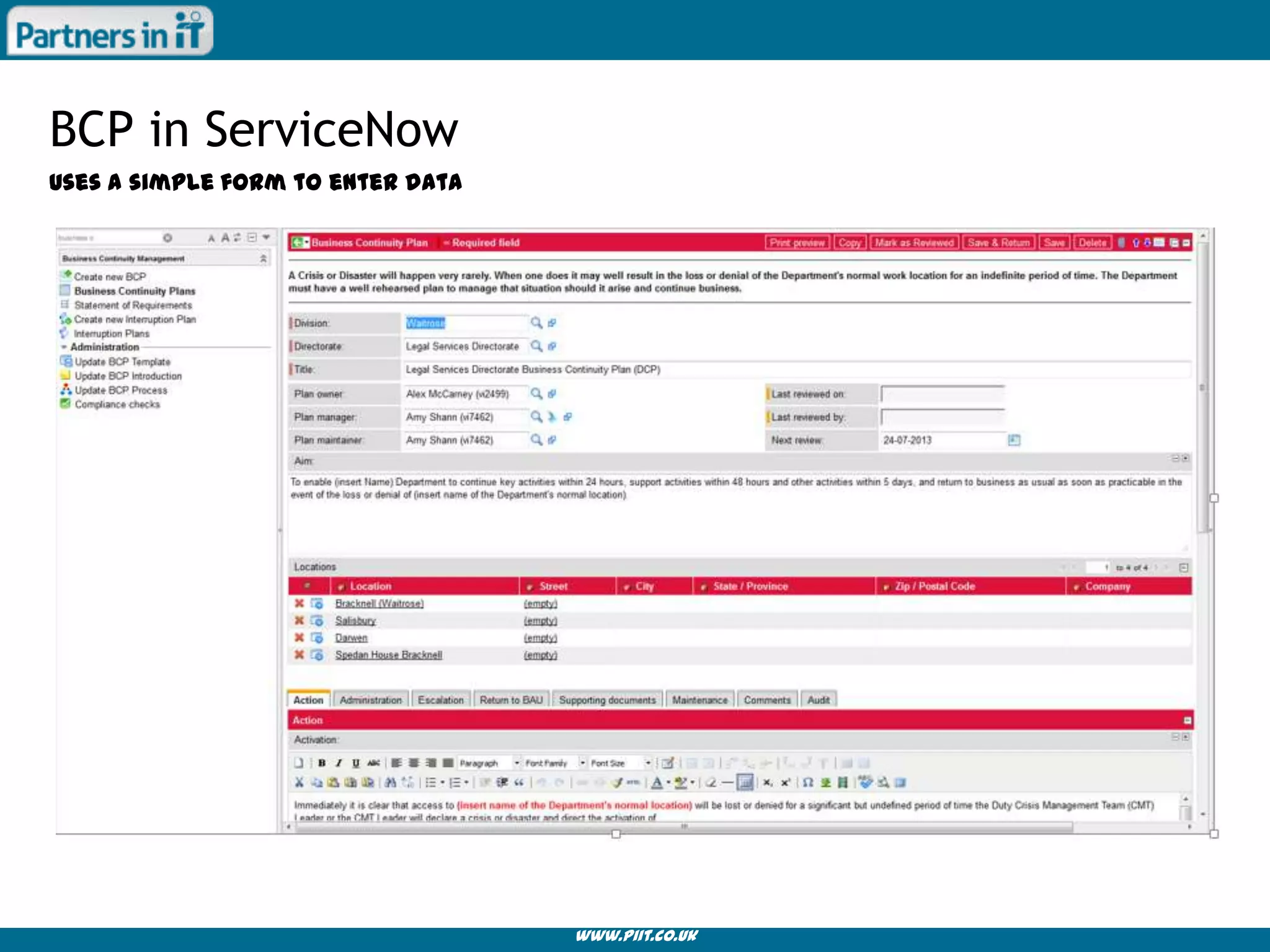 Business Continuity Planning in ServiceNow | PPTX