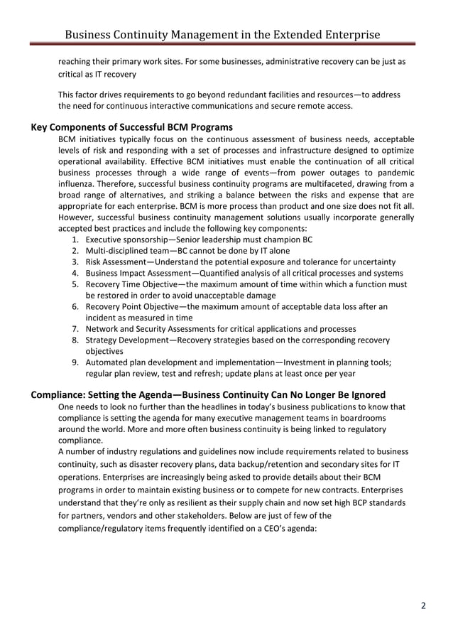 Business continuity management and the extended enterprise | PDF