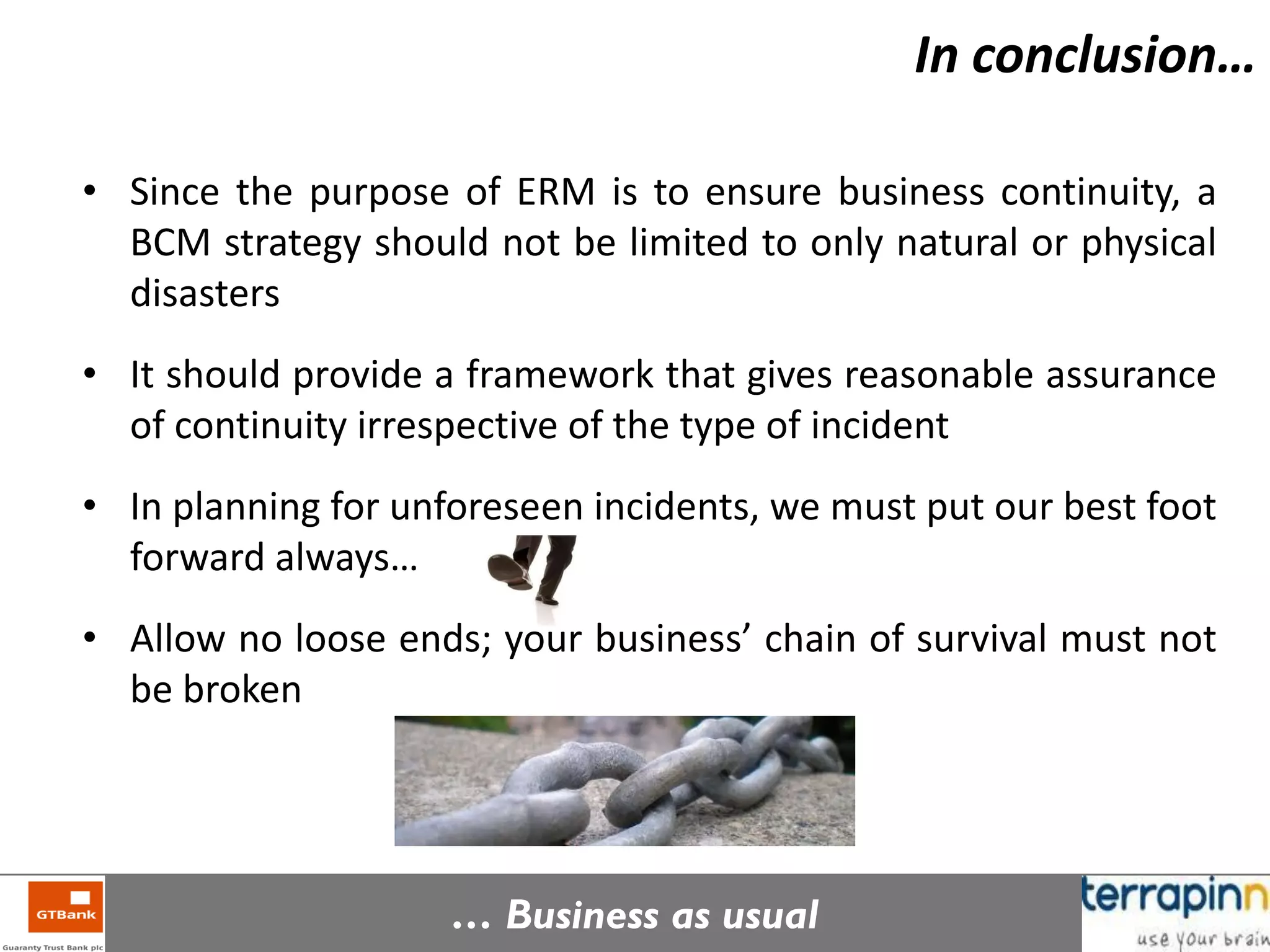 Business Continuity Management In The Erm Framework February 2010 | PDF
