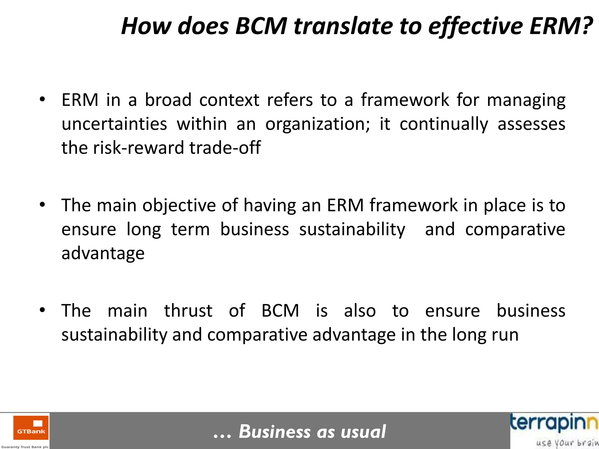 Business Continuity Management In The Erm Framework February 2010 | PDF