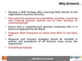 Business Continuity Management In The Erm Framework February 2010 | PPT