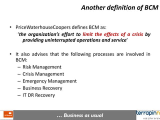 Business Continuity Management In The Erm Framework February 2010 | PPT