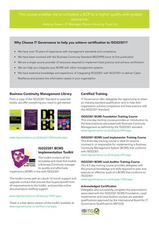 Business Continuity Management & ISO 22301 | PDF