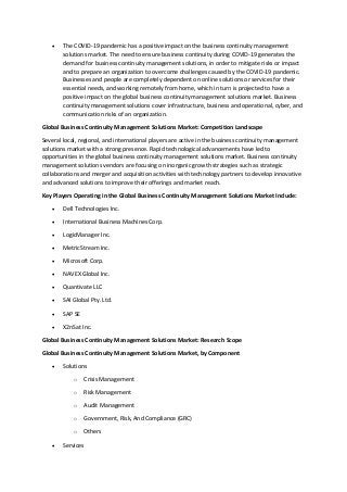 Business continuity management solutions market