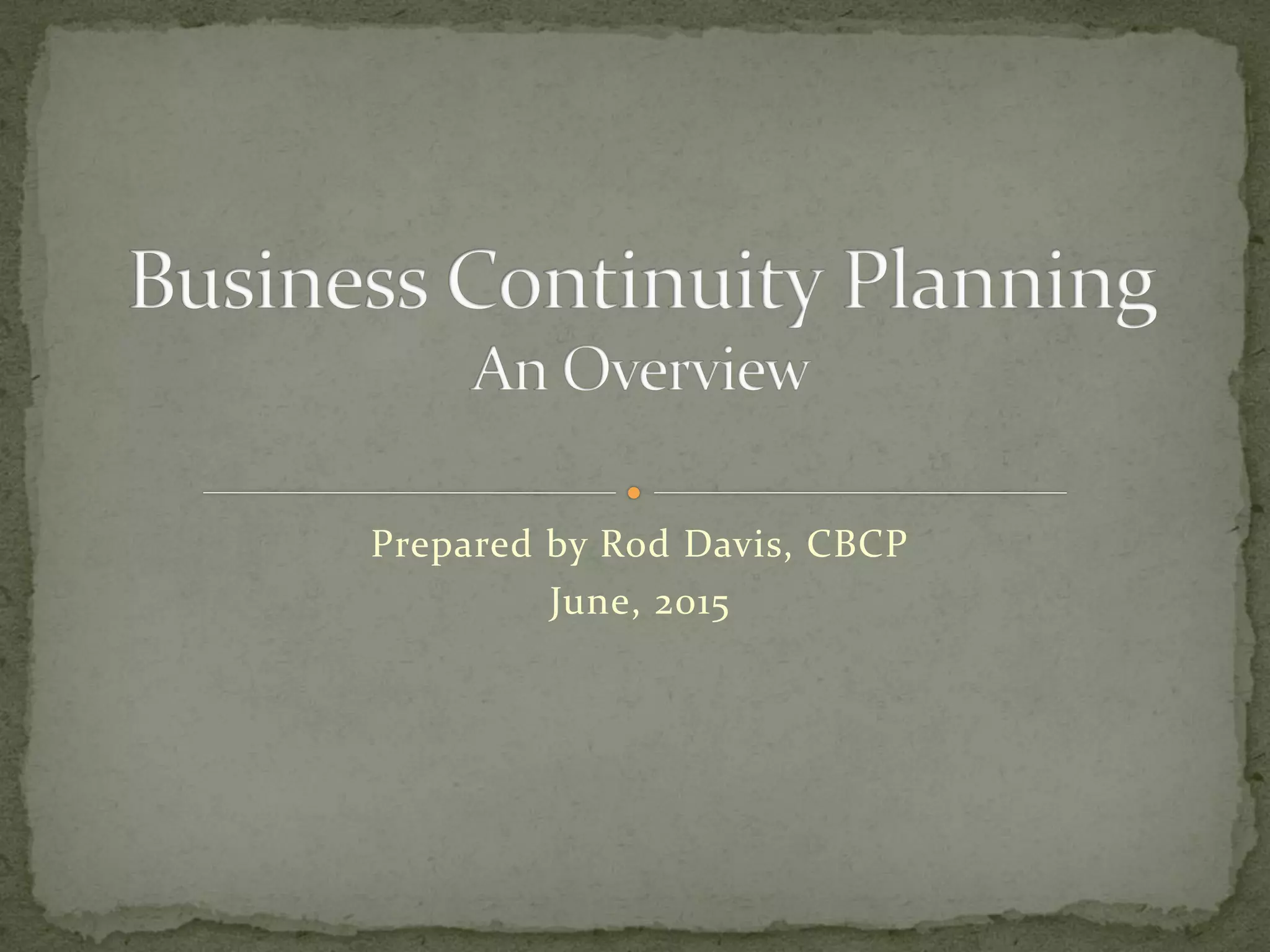 Business continuity overview | PDF | Business | Business and Finance