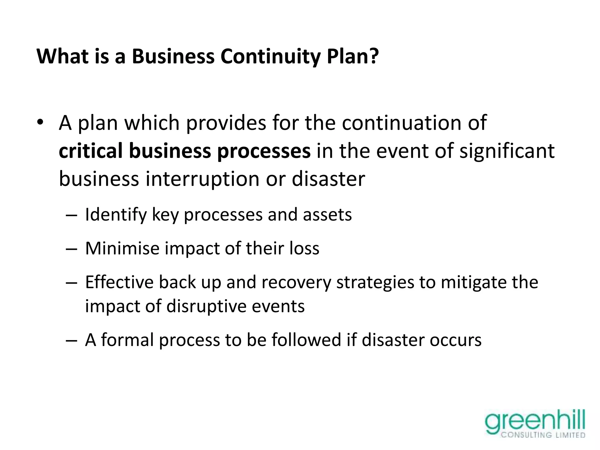 Business continuity overview slideshare | PPTX