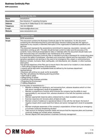 Business continuity plan | PDF