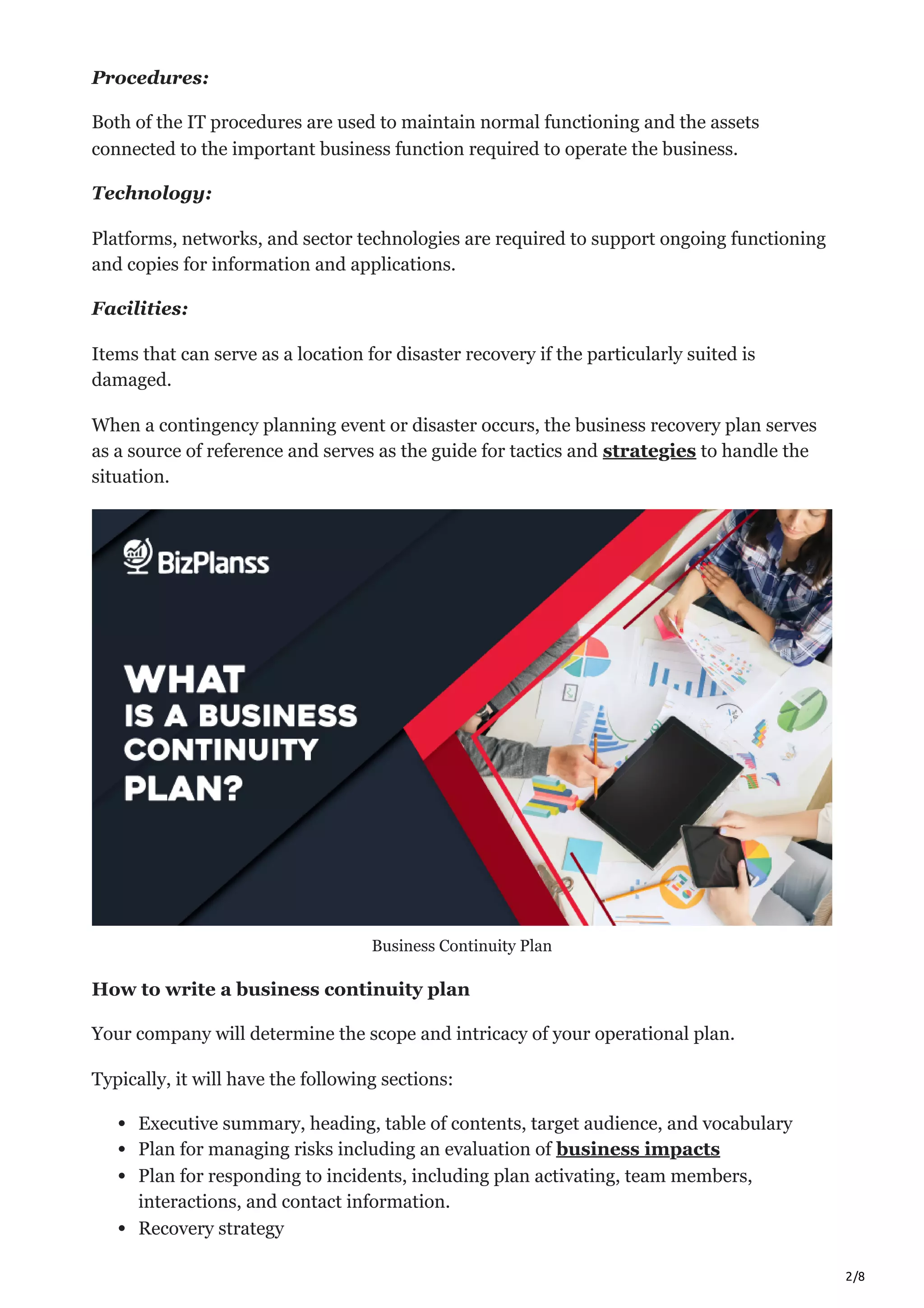 Business Continuity Plan | PDF
